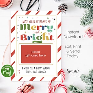 Printable Christmas Gift Card Holder - Instant Download for Teachers ...