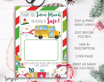 School Bus Driver Christmas Card, Bus Driver Card, Bus Driver Thank You ...