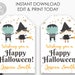 Halloween Trick or Treat Tags, Happy Halloween Goodie Bag Tags, Candy ...