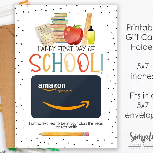 EDITABLE First Day of School Teacher Gift Card Back to School - Etsy