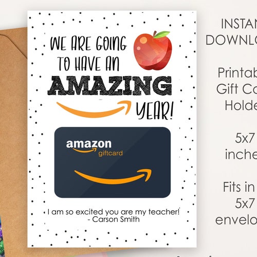 End of Year Teacher Gift Card Holder Amazon Gift Card - Etsy