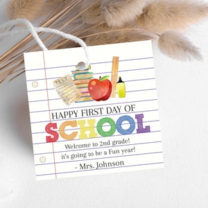 First Day of School Printable Tag, Welcome Back to School Labels, Gifts ...