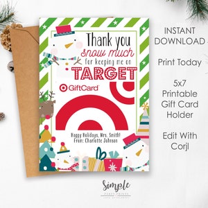 Christmas Printable Gift Card Holder | Instant Gift Card Holder ...