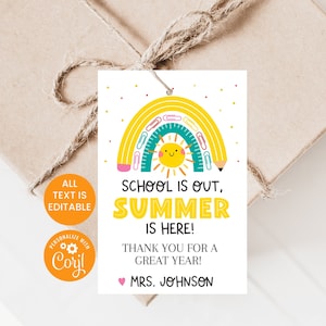 Summertime Treat Favor Tags Printable End of the School Year Gift Tags ...