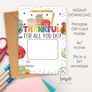 Teacher Gift Card Holder, Gifts for Teacher, Printable Gift Card Holder ...