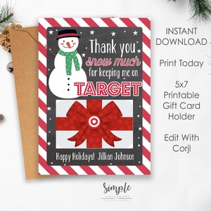 Editable Christmas Gift Card Holder, Printable Holiday Giftcard Holder ...