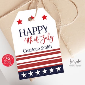 Editable 4th of July Tags, Happy Fourth of July Label, Tags for Cookies ...