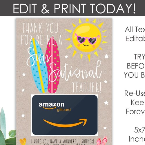 EDITABLE Thank You Gift Card Holder Printable Coffee Teacher - Etsy