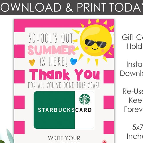 EDITABLE Thank You Gift Card Holder Printable Coffee Teacher - Etsy