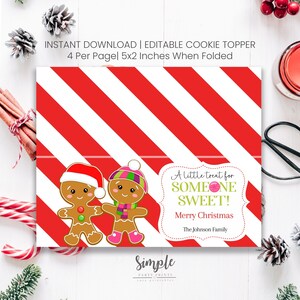 Christmas Printable Cookie Topper| Editable Cookie Treat Labels | Gifts ...