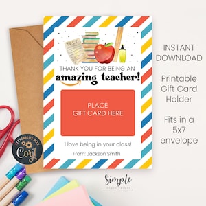 Amazon Gift Card Holder, Teacher Appreciation Gifts, Teacher ...
