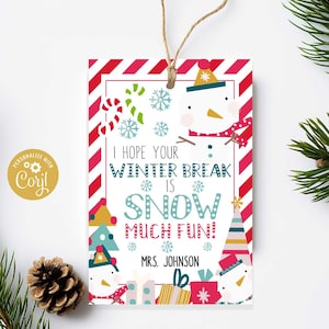Winter Break Printable Tags, Christmas Gift Ideas for Students & Co ...