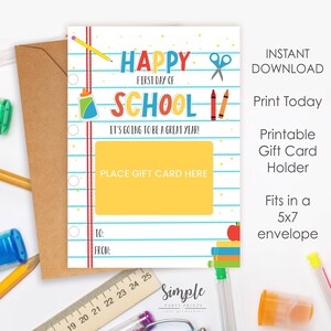 Instant Download Printable Back to School Gift Card Holder for Teachers ...