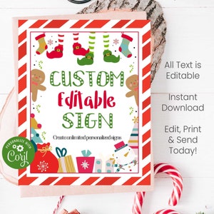 Editable Holiday 8x10 Printable Sign, Personalized Christmas Food Sign ...
