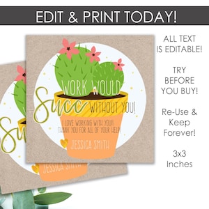 Work Would Succ Without You Printable Tag Printable Thank You - Etsy