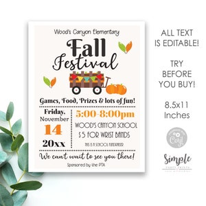 Editable Fall Festival Digital Flyer for Pumpkin Patch Party - Etsy
