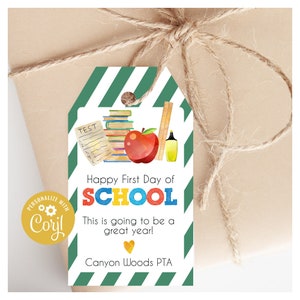 First Day of School Printable Tag, Welcome Back to School Labels, Gifts ...