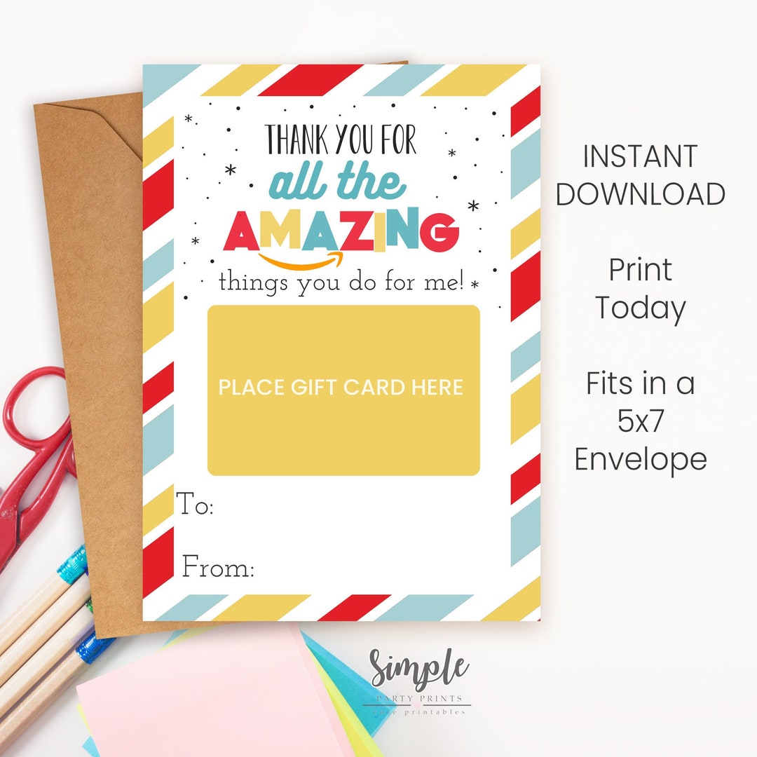 Printable Amazon Gift Card Holder for Teachers, End of Year Gifts for ...