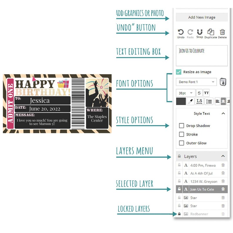 Printable Concert Ticket Template Show Certificate Gift | Etsy