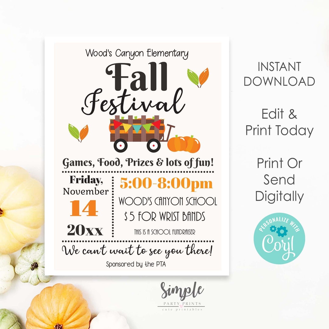 Editable Fall Festival, Digital Flyer for Pumpkin Patch Party, School ...