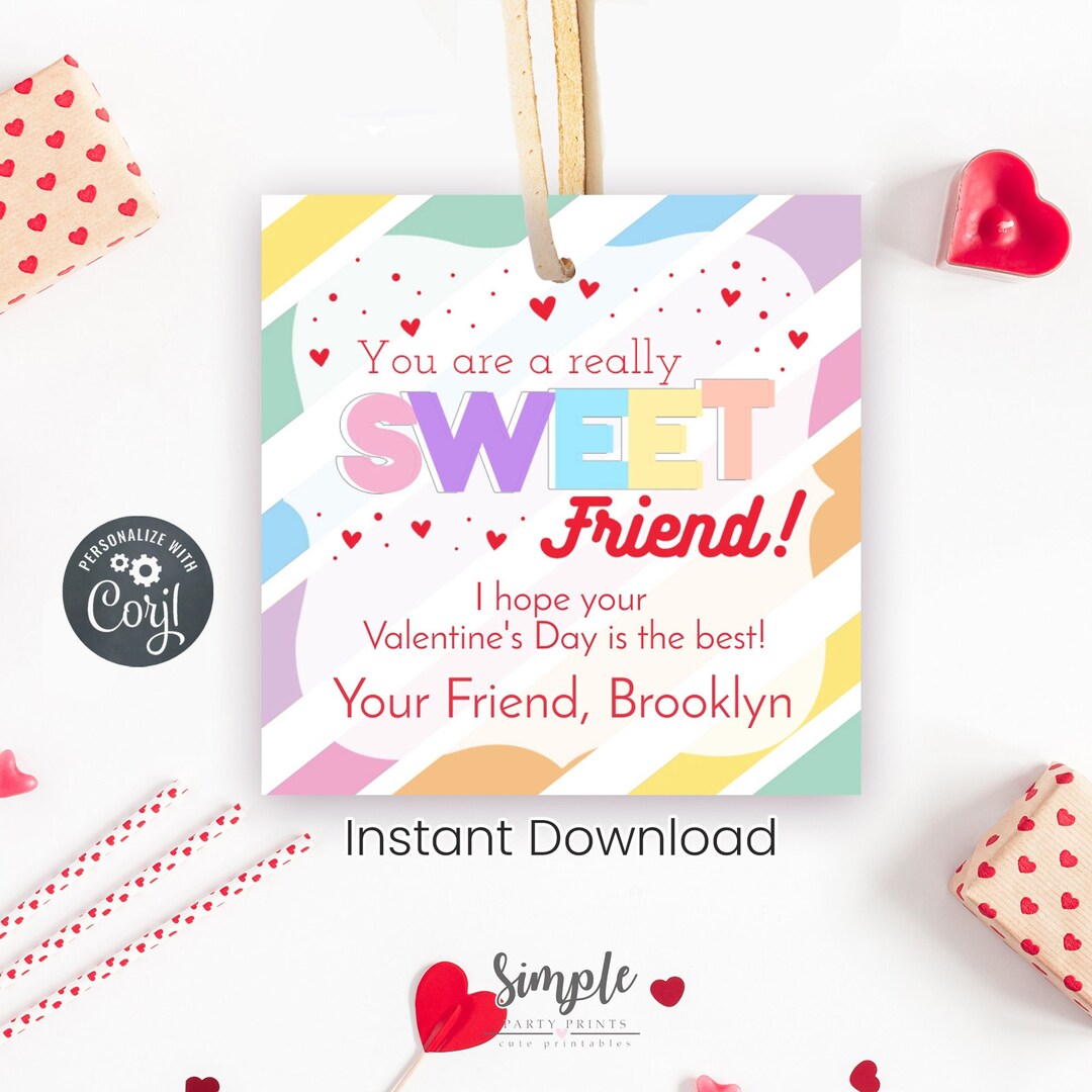 Printable Sweetheart Valentines Day Tags, Valentine's Day Treat for ...