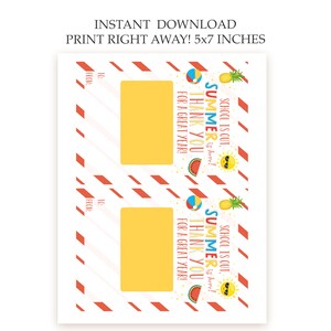 School's Out Summer is Here Gift Card Holder, Printable Teacher ...
