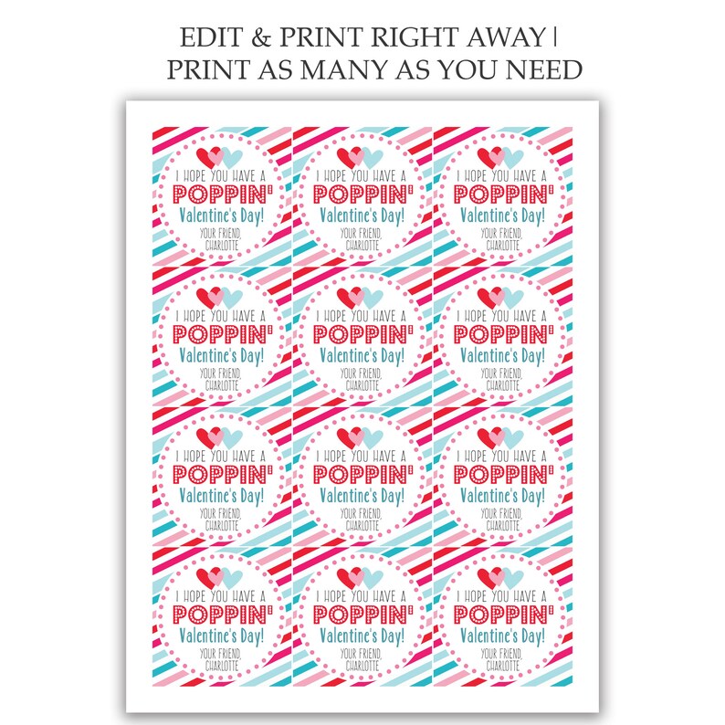Pop It Valentines Day Kids Cards, Valentine's Tag, Valentine Card Label ...