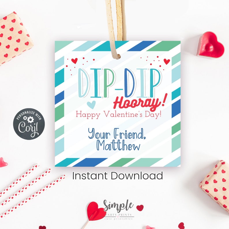Printable Valentine's Day Fun Dip Candy Tags for Kids Classroom ...