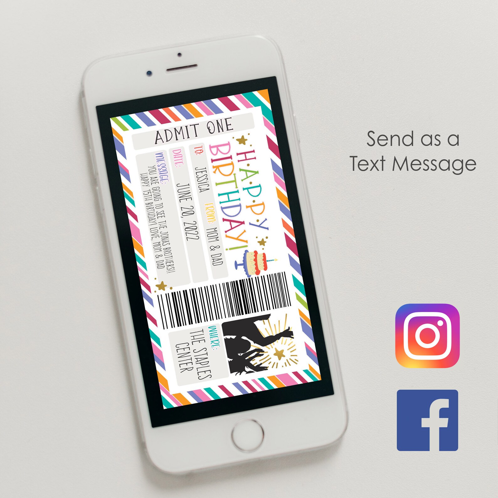 Printable Happy Birthday Concert Ticket Template Show | Etsy