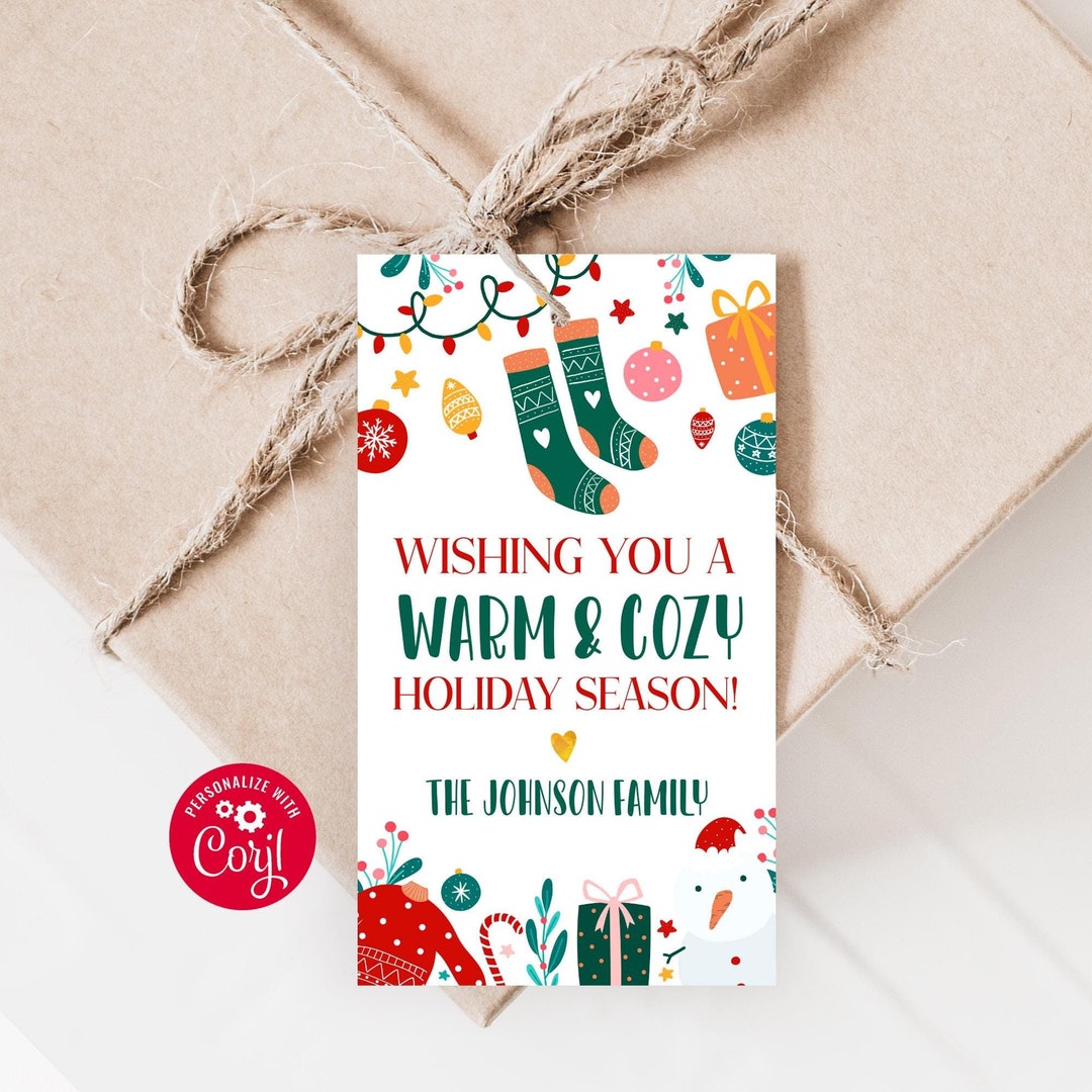 Printable Holiday Gift Tag | Editable Warm & Cozy Christmas Label ...
