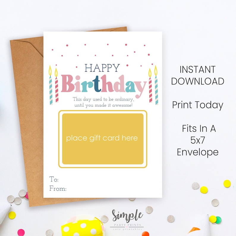 Happy Birthday Gift Card Holder Printable Birthday Party - Etsy