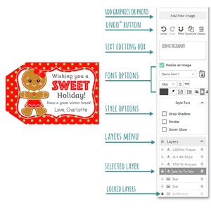 Gingerbread Man Printable Gift Tags, Girl Holiday Tags, Christmas ...