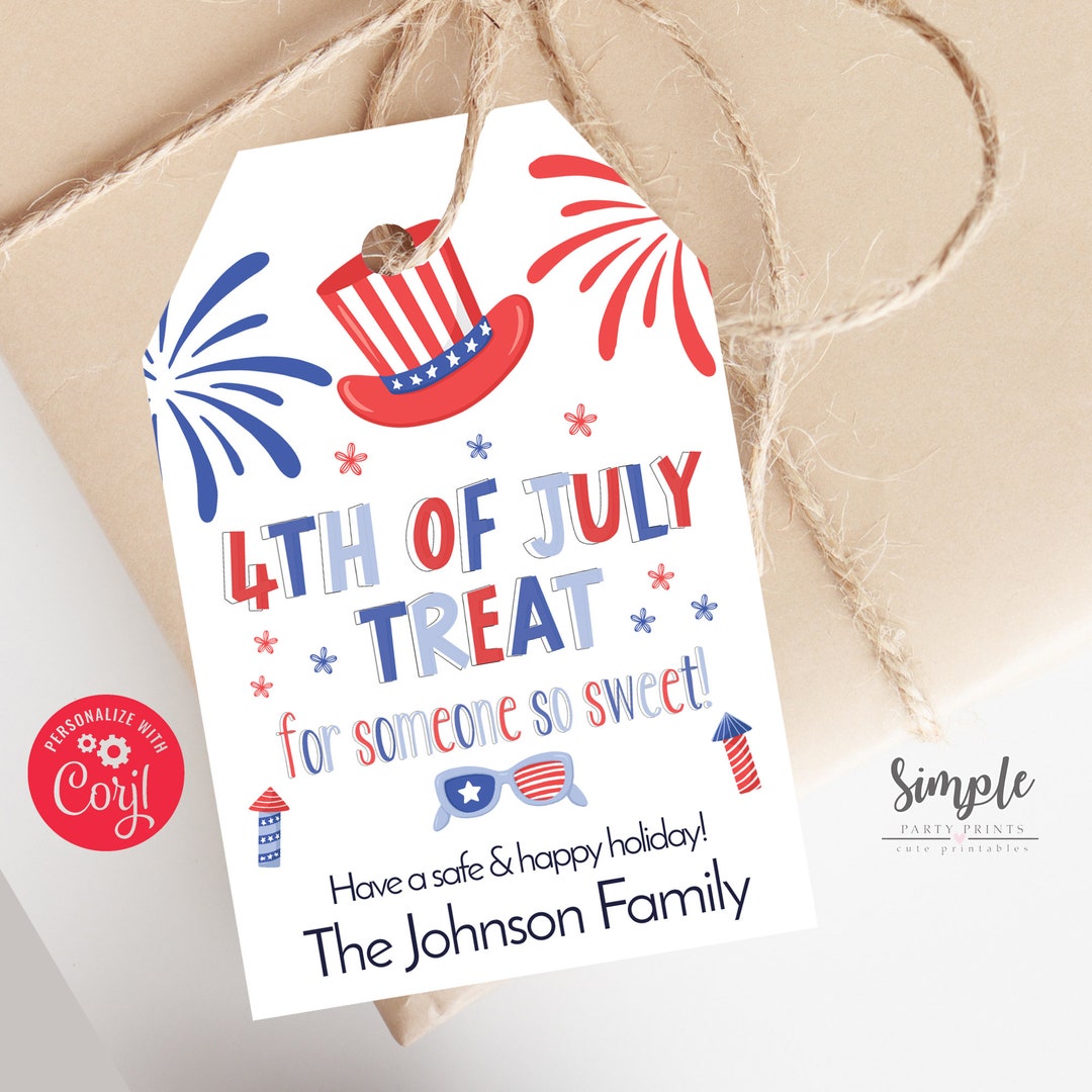 Editable 4th of July Tags, Happy Fourth of July Label, Tags for Cookies ...