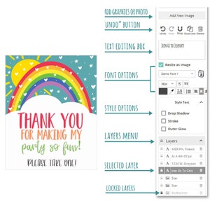 Editable Rainbow Favor Table Sign, Girl Birthday Decorations, Printable ...