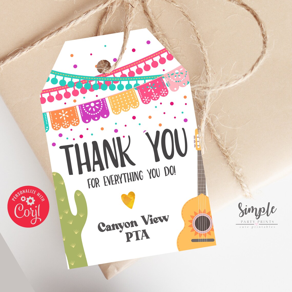 Printable Fiesta Thank You Tag Appreciation Gift Ideas for - Etsy