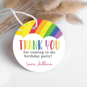 Rainbow Sticker Tag - Printable Favor Gift Tags - All Text is Editable ...
