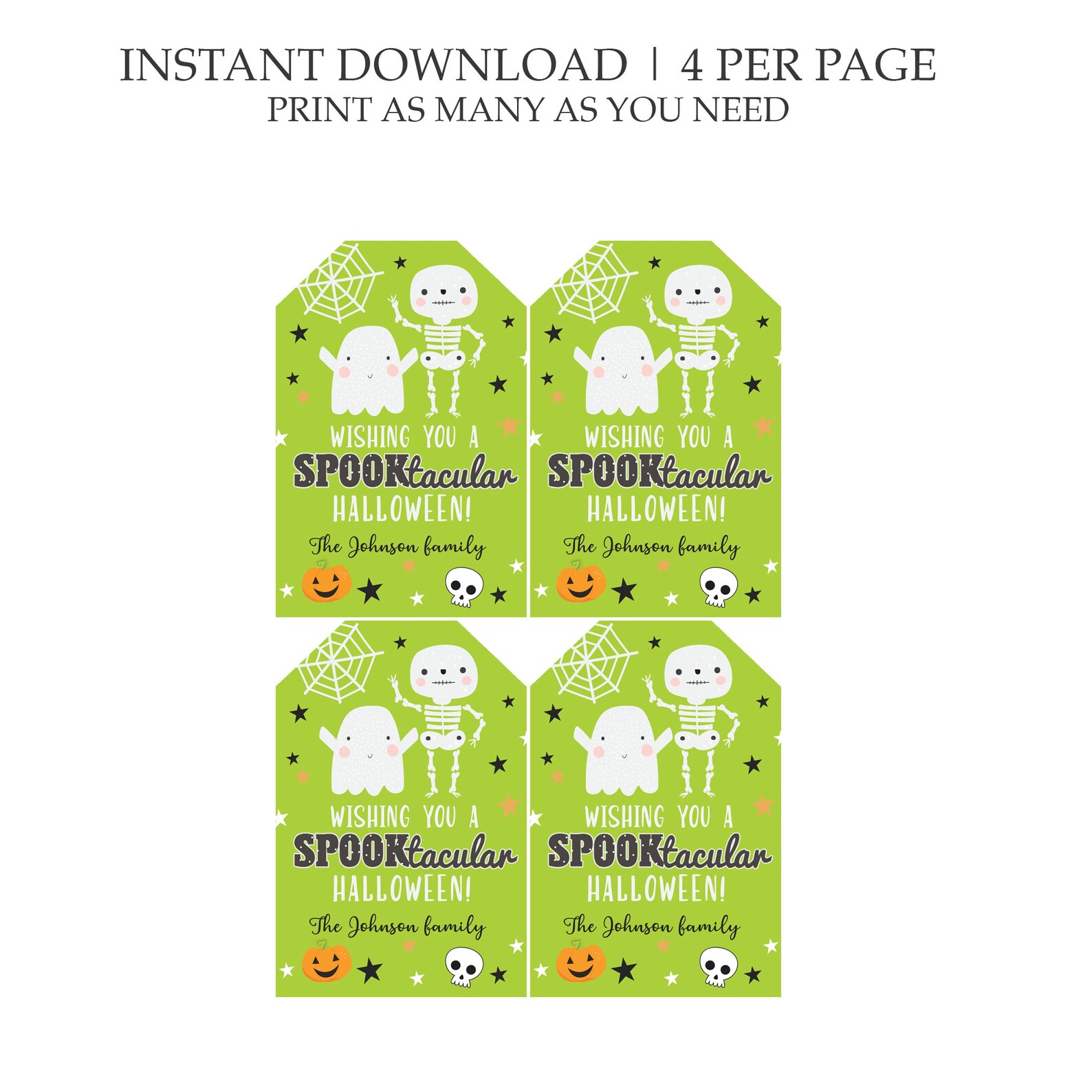 Editable Halloween Trick or Treat Tag Halloween Goodie Bag - Etsy