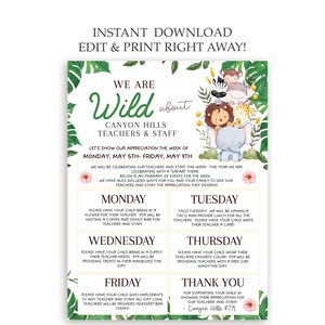 Editable Safari Themed Teacher Appreciation Instructions Template ...