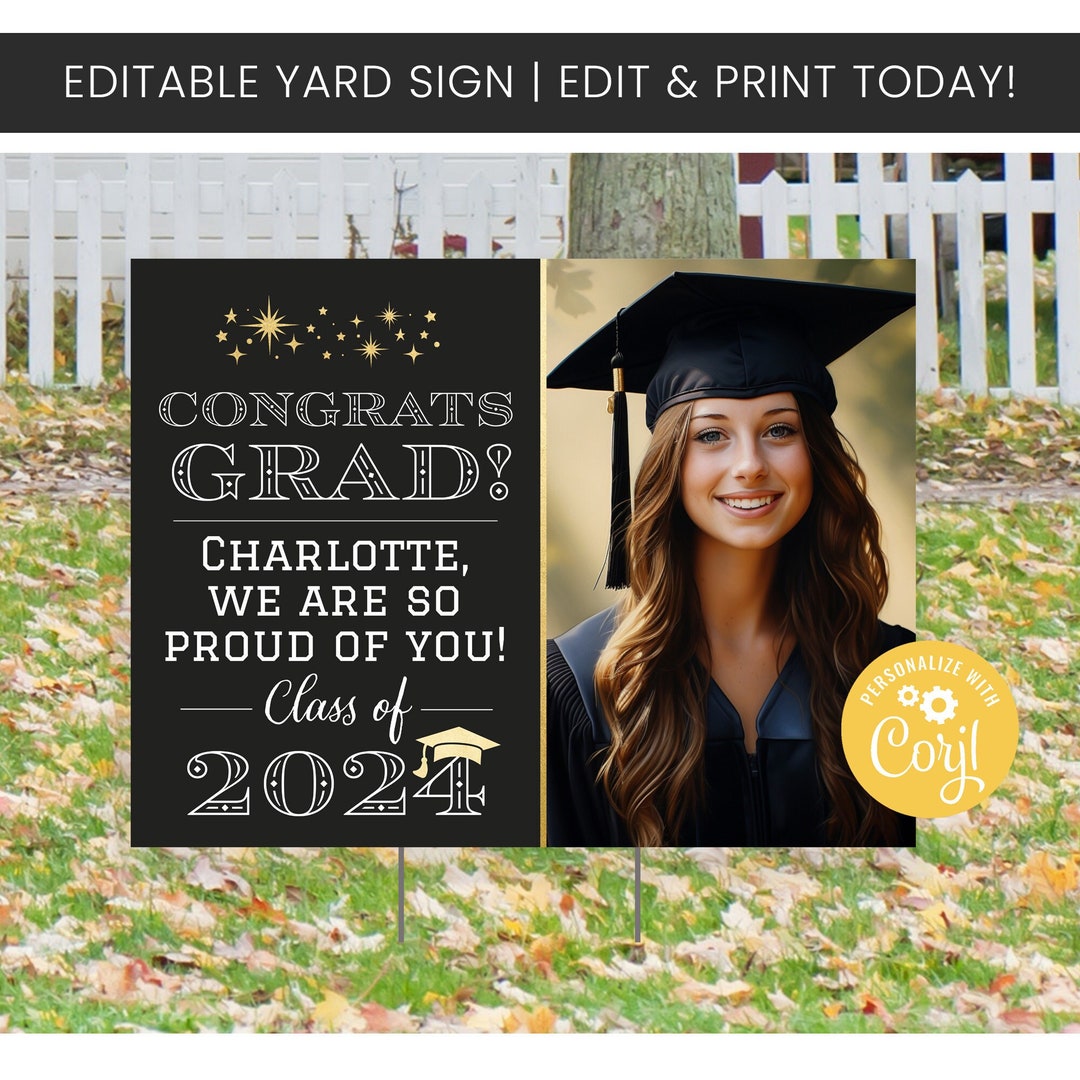 Editable Graduation Yard Sign, Printable Graduation Signs, Personalized ...