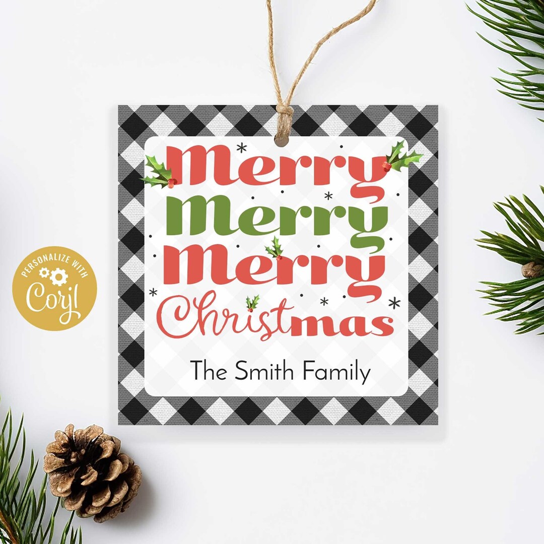 Printable Christmas Gift Tags - Merry Christmas Holiday Favor Tag ...
