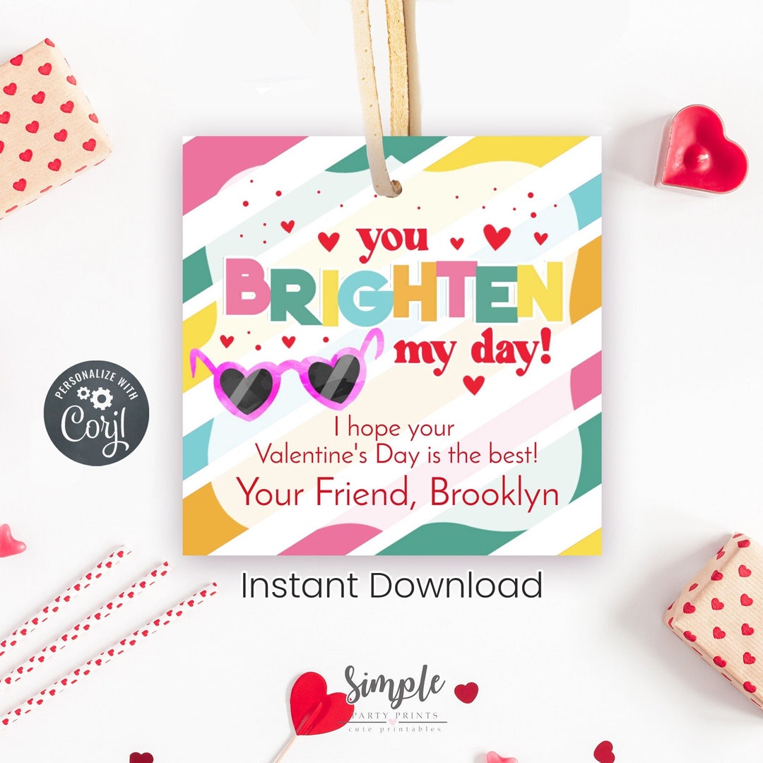 Printable Sunglasses Valentine's Day Tags, Classroom Exchange Cards for ...