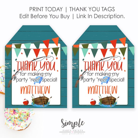 Editable Fishing Birthday Party Favor Tags | Fishing Themed Printable ...