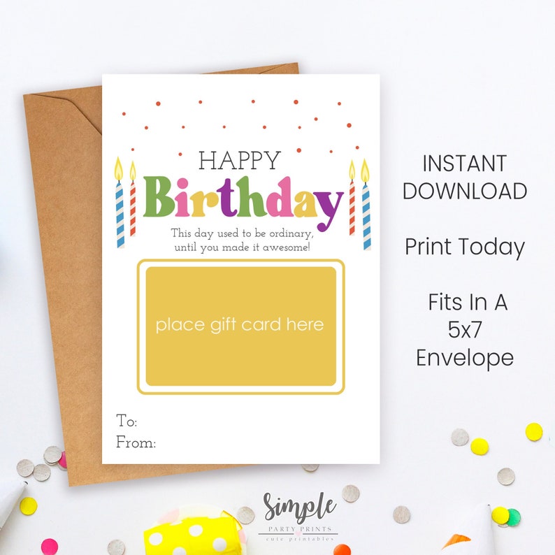 Happy Birthday Gift Card Holder Printable Birthday Party - Etsy