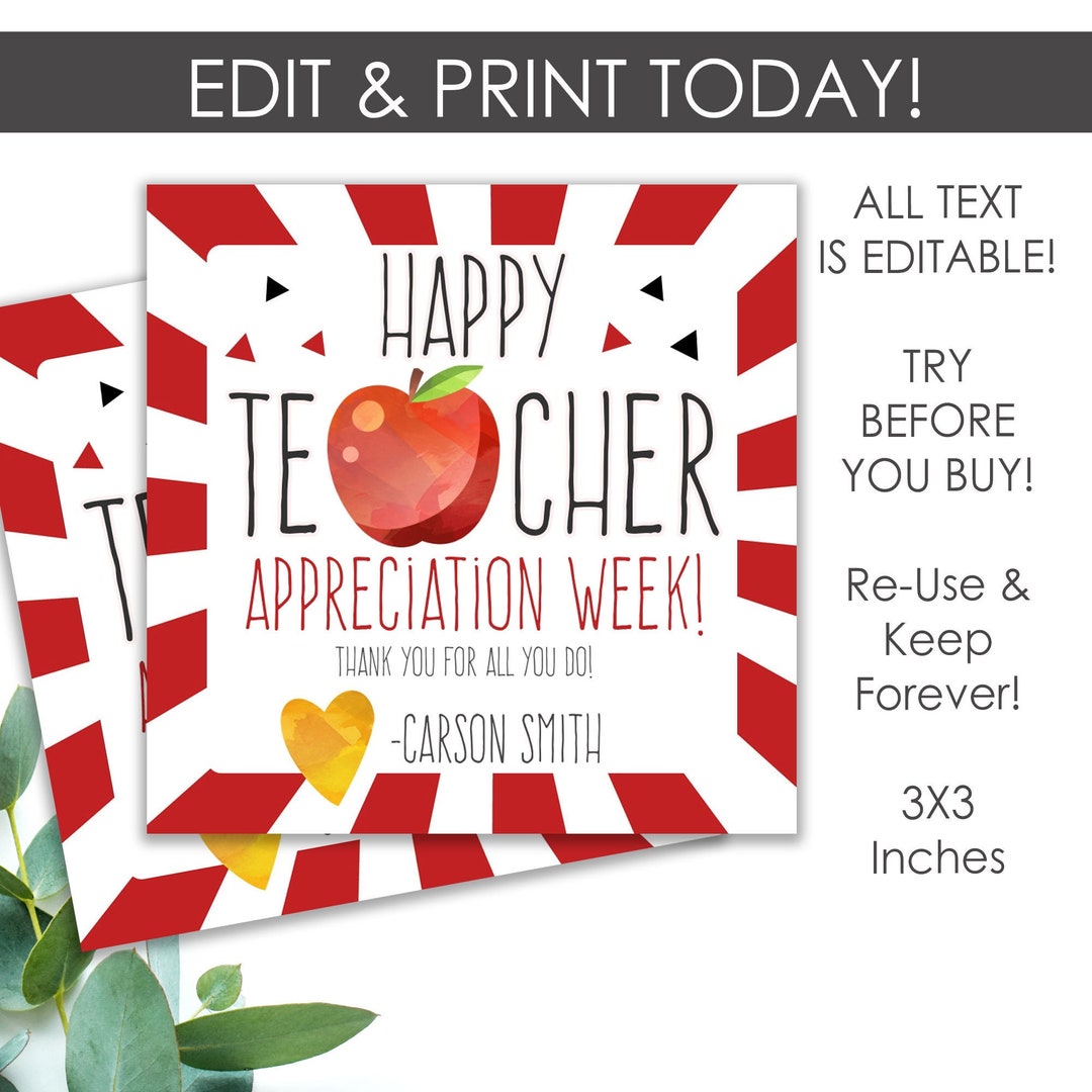 Teacher Appreciation Printable Tag Printable Teacher - Etsy