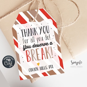 Printable Kit Kat Thank You Tags, Appreciation Tags for Teachers ...