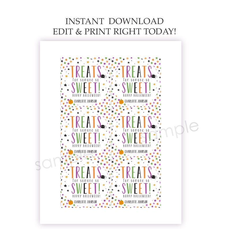Halloween Trick or Treat Tags, Happy Halloween Goodie Bag Tags, Candy ...