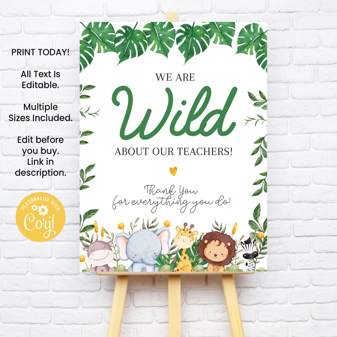 Editable Safari Themed Teacher Appreciation Blank Sign Template ...