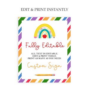 Printable Rainbow Classroom Sign | Editable Welcome Back to School ...