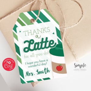 Printable Volunteer Appreciation Tags, Starbucks Tag, Editable Thanks a ...