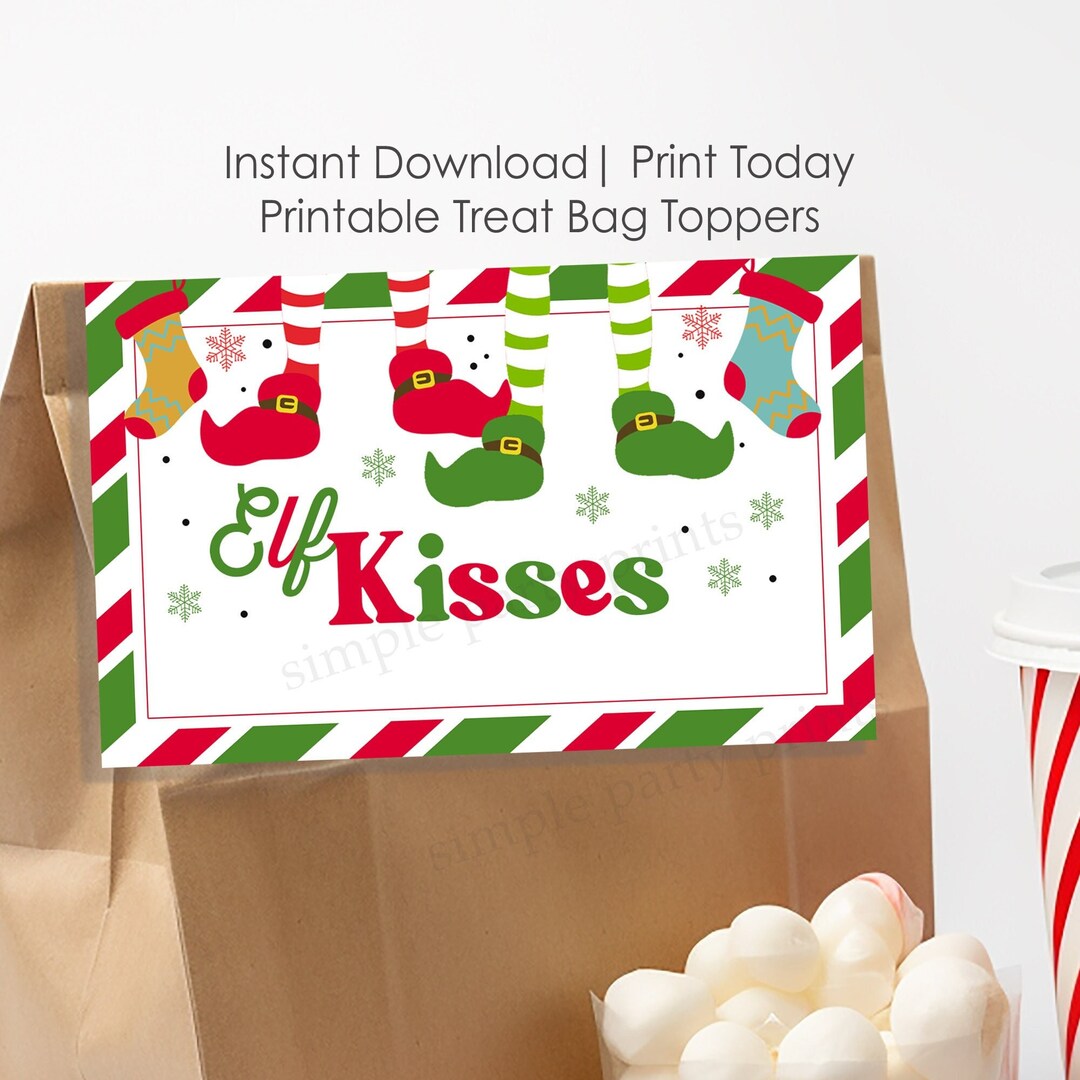 Printable Elf Kisses Treat Bag Topper Christmas Gift Tags - Etsy Canada